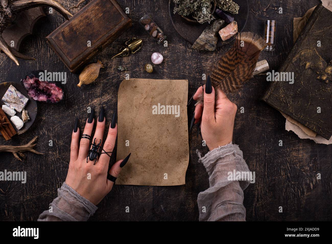 Esoteric magical background with runes Stock Photo - Alamy