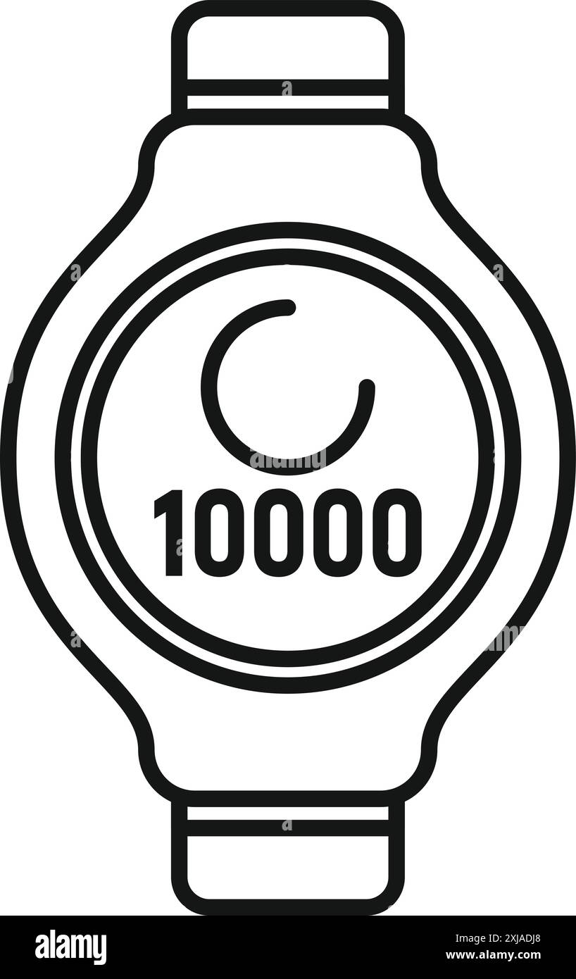 Smartwatch showing 10000 steps icon, thin line style Stock Vector Image ...