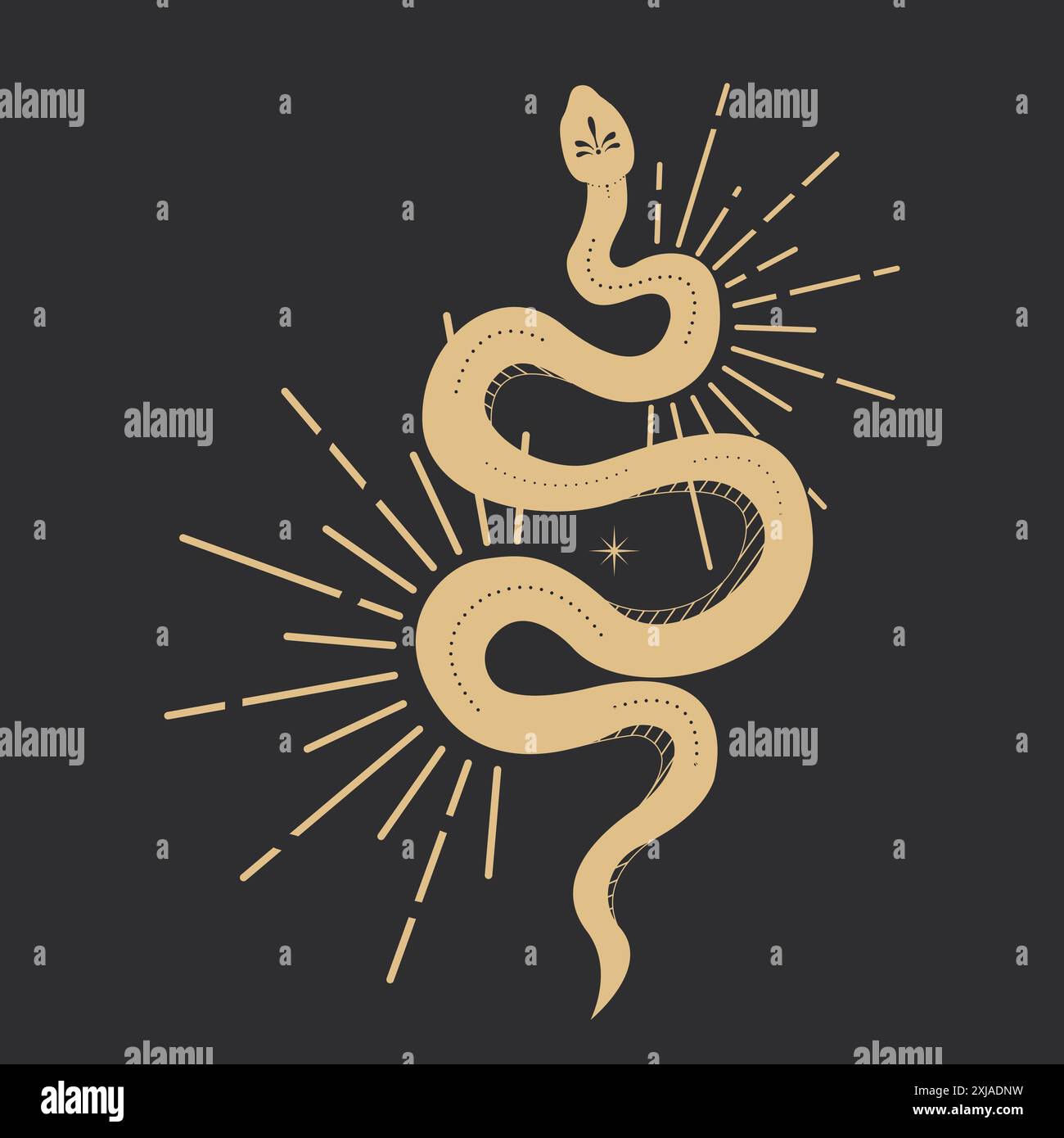 Celestial serpent snake, esoteric tarot or tattoo mystery sacred symbol ...