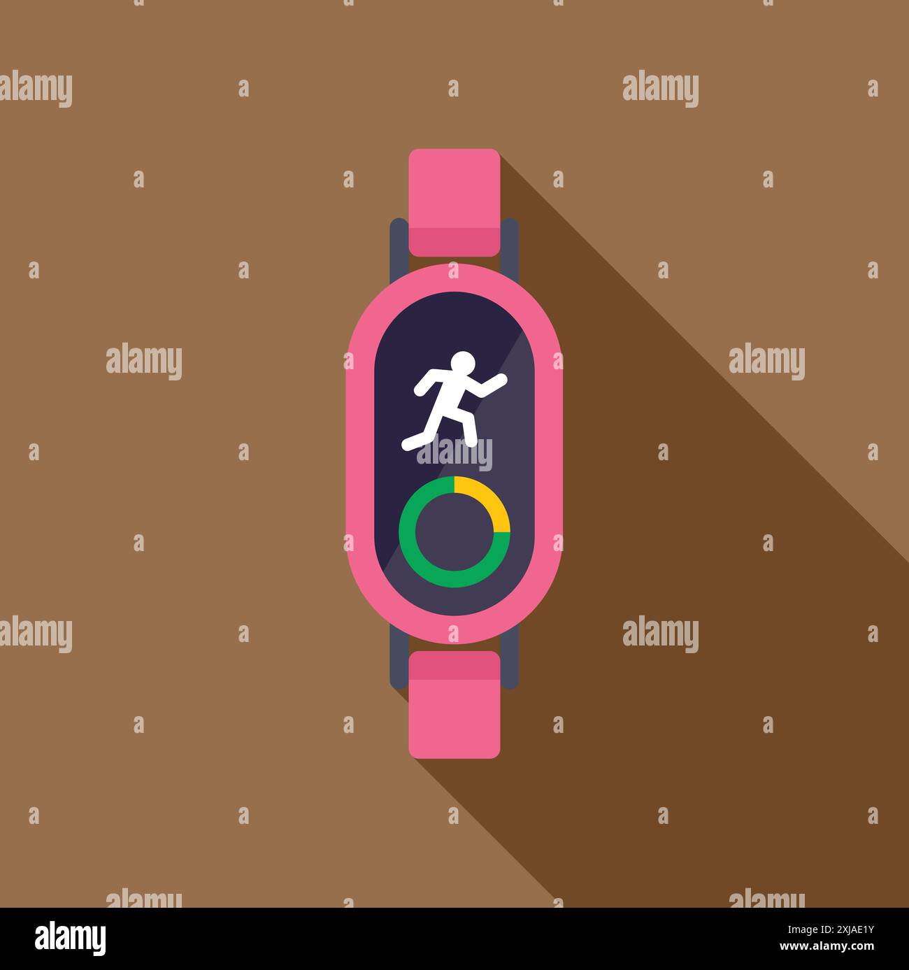 Smart watch displaying a running man icon and a progress bar ...