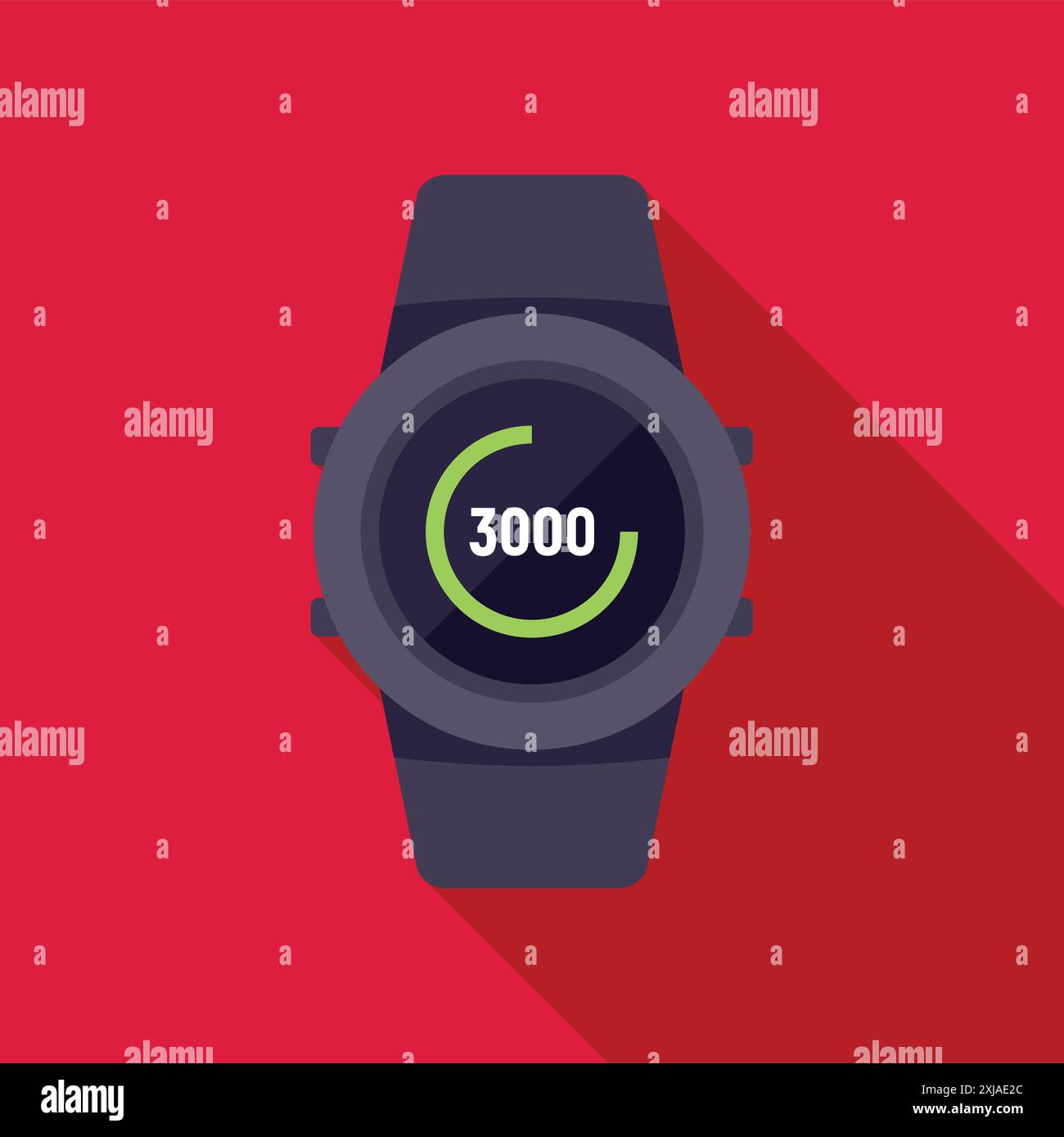 Smartwatch is displaying 3000 steps, indicating achievement in a daily ...
