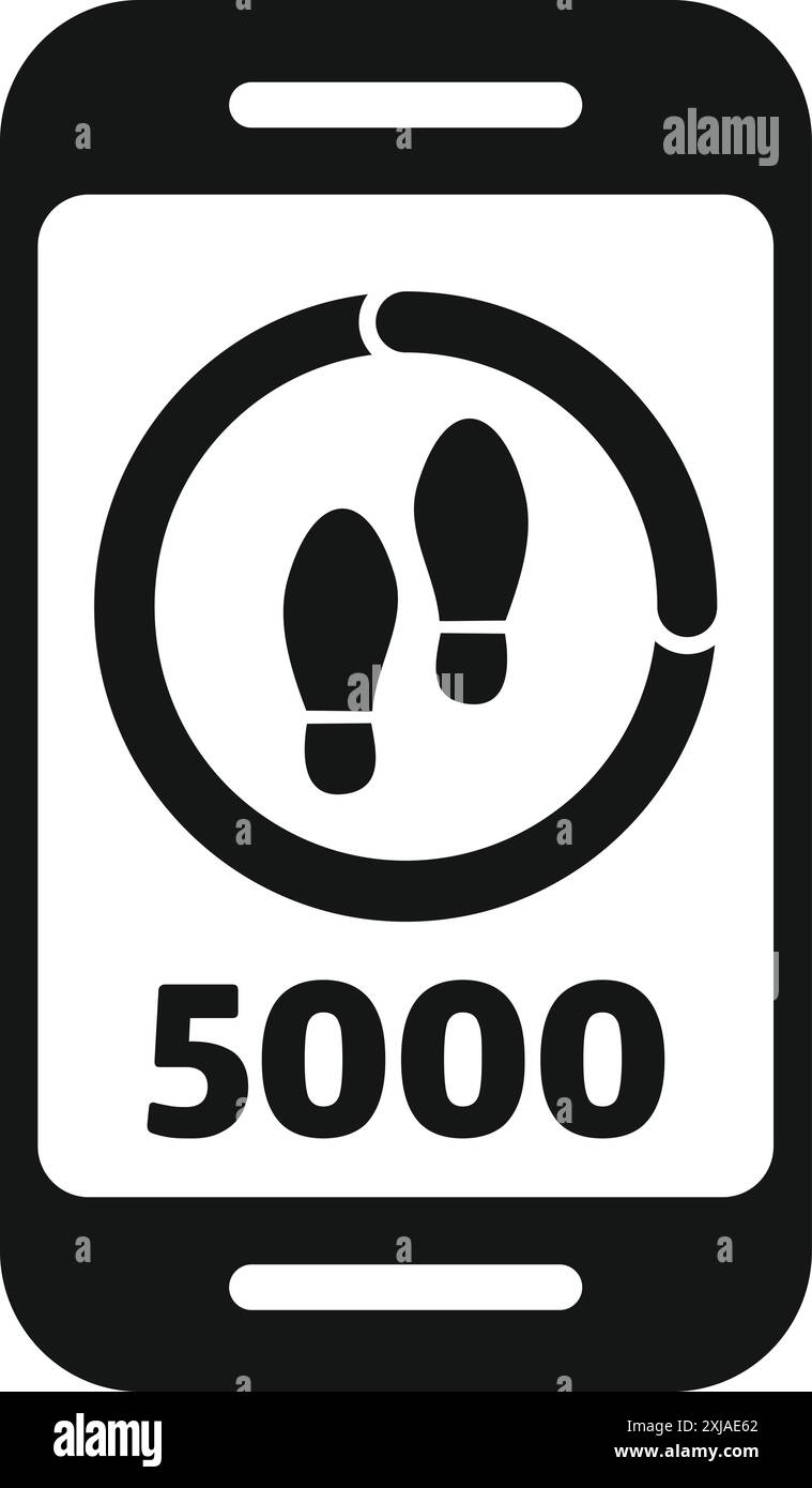 Smartphone screen showing a steps counter app with 5000 steps walked ...