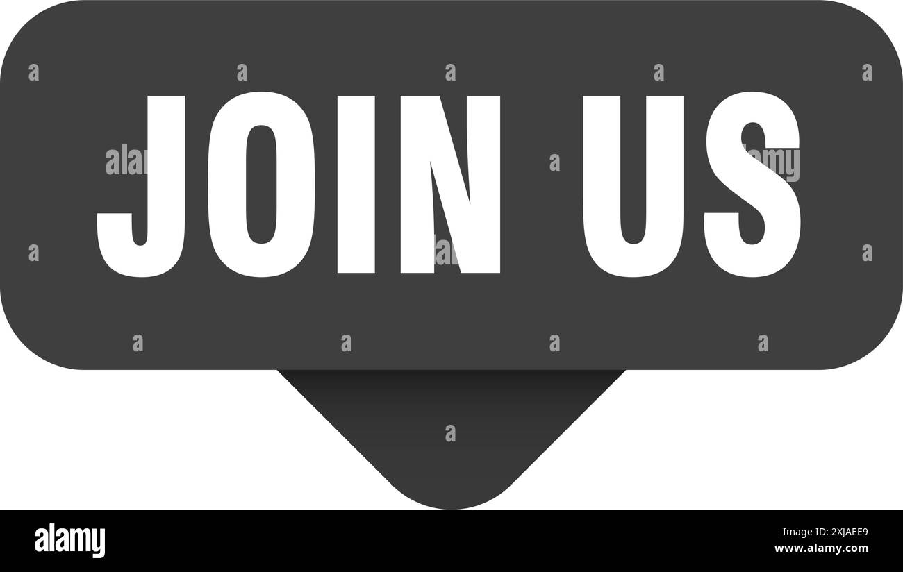 join us sticker. join us sign on transparent background. rectangular ...