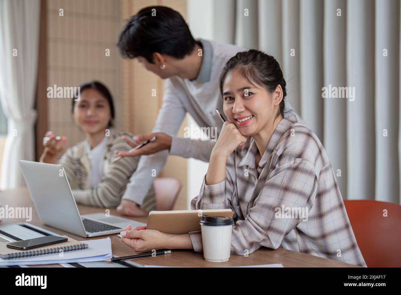 Group of Diverse Student Collaboration on a Project in a Modern ...