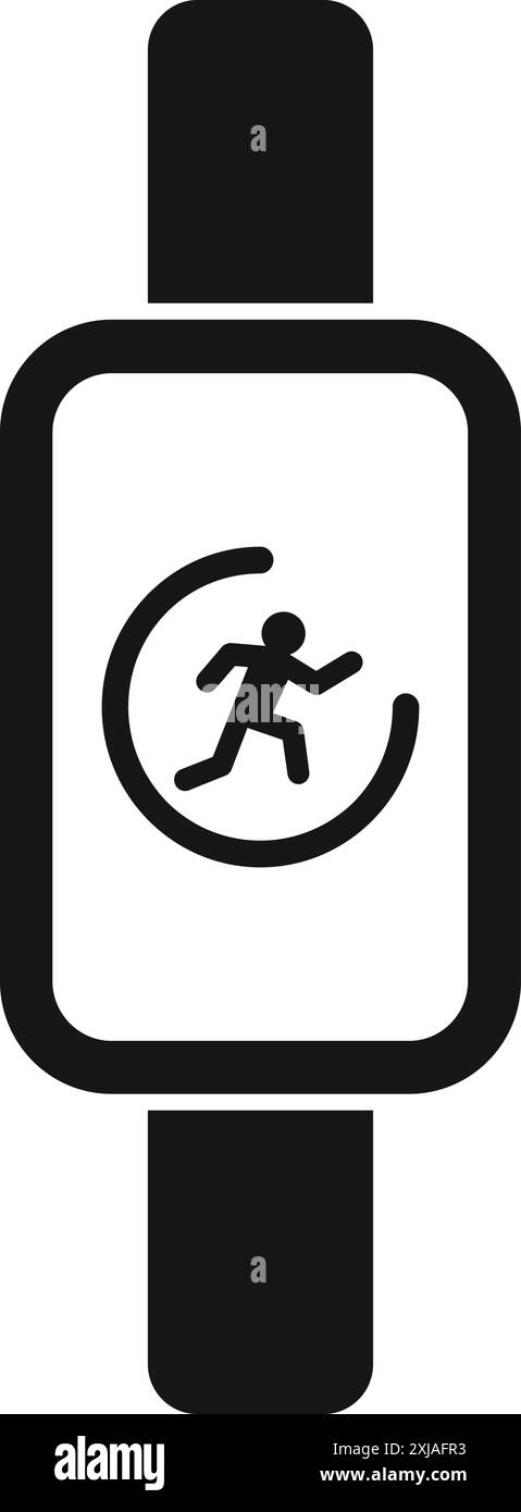 Simple icon of a smartwatch displaying a running man symbol, indicating ...