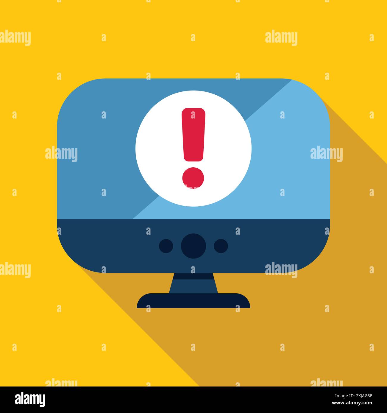 Computer screen displaying a warning message with an exclamation point ...