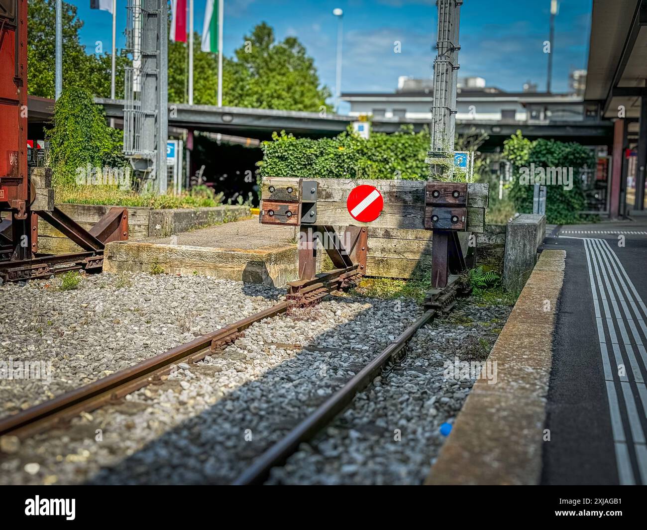 Wil, St. Gallen, Schweiz: Gleisende, Prellbock, Durchfahrtsverbot ...