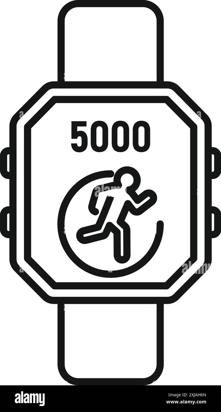 Simple icon of a smartwatch displaying the number of steps taken during ...