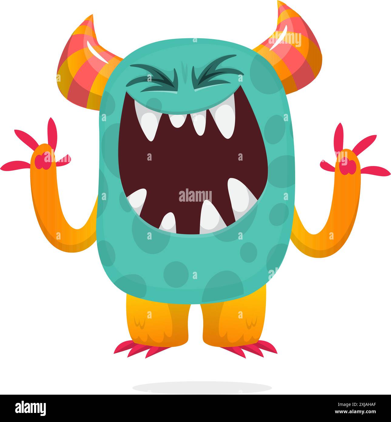 Angry cartoon monster waving hands illustration Stock Vector Image ...
