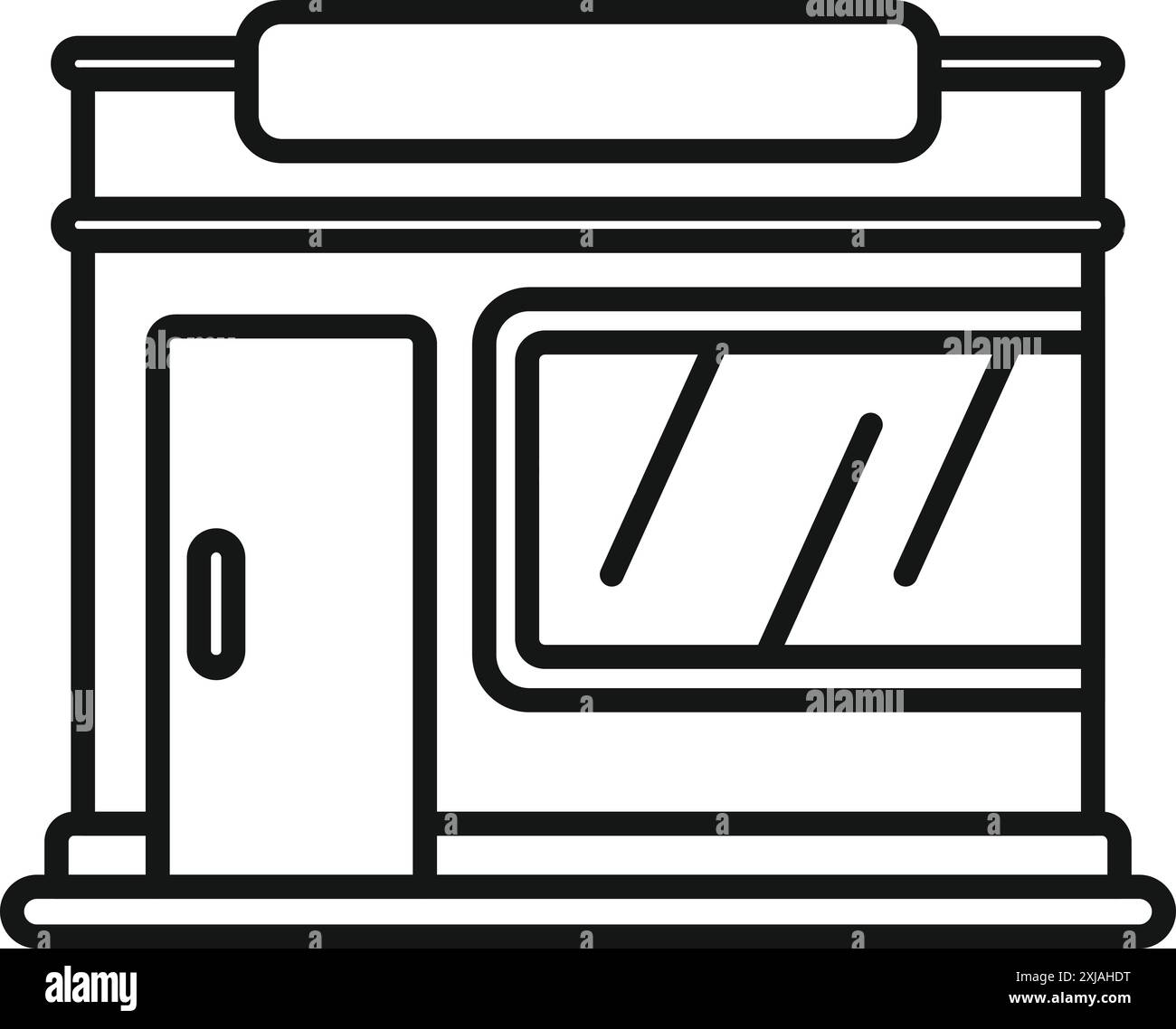 Simple line drawing of a small shop building facade with an empty ...