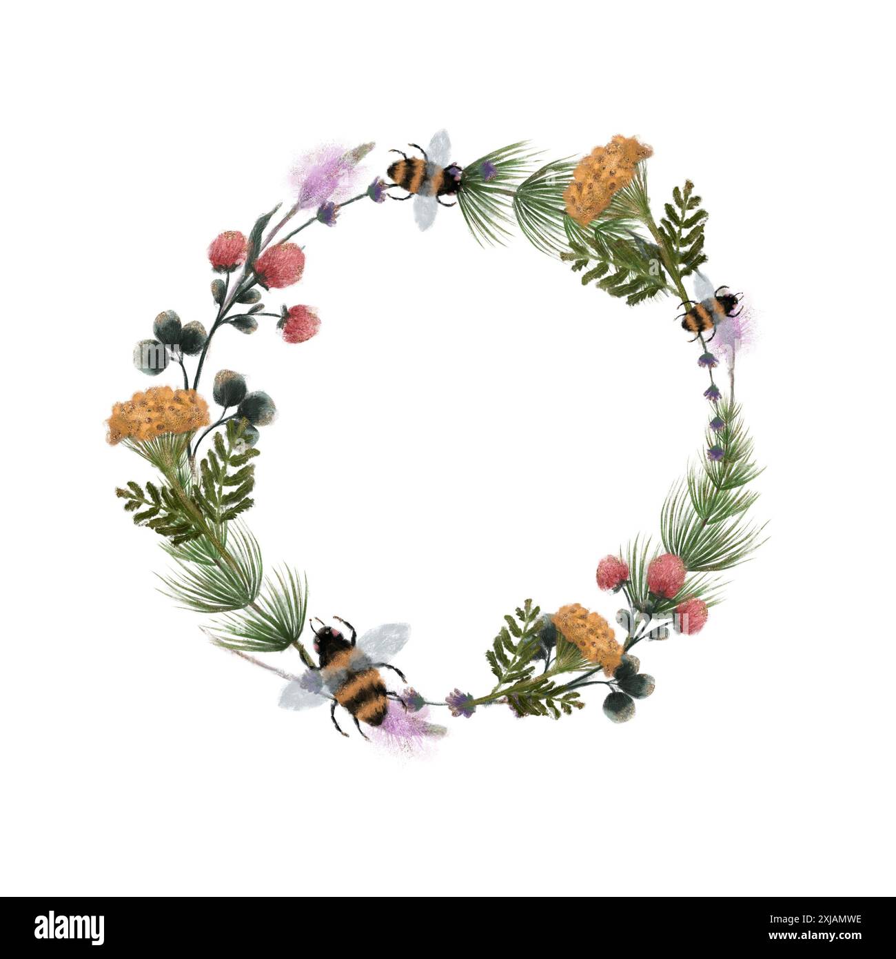 Floral bee frame circle hi-res stock photography and images - Alamy