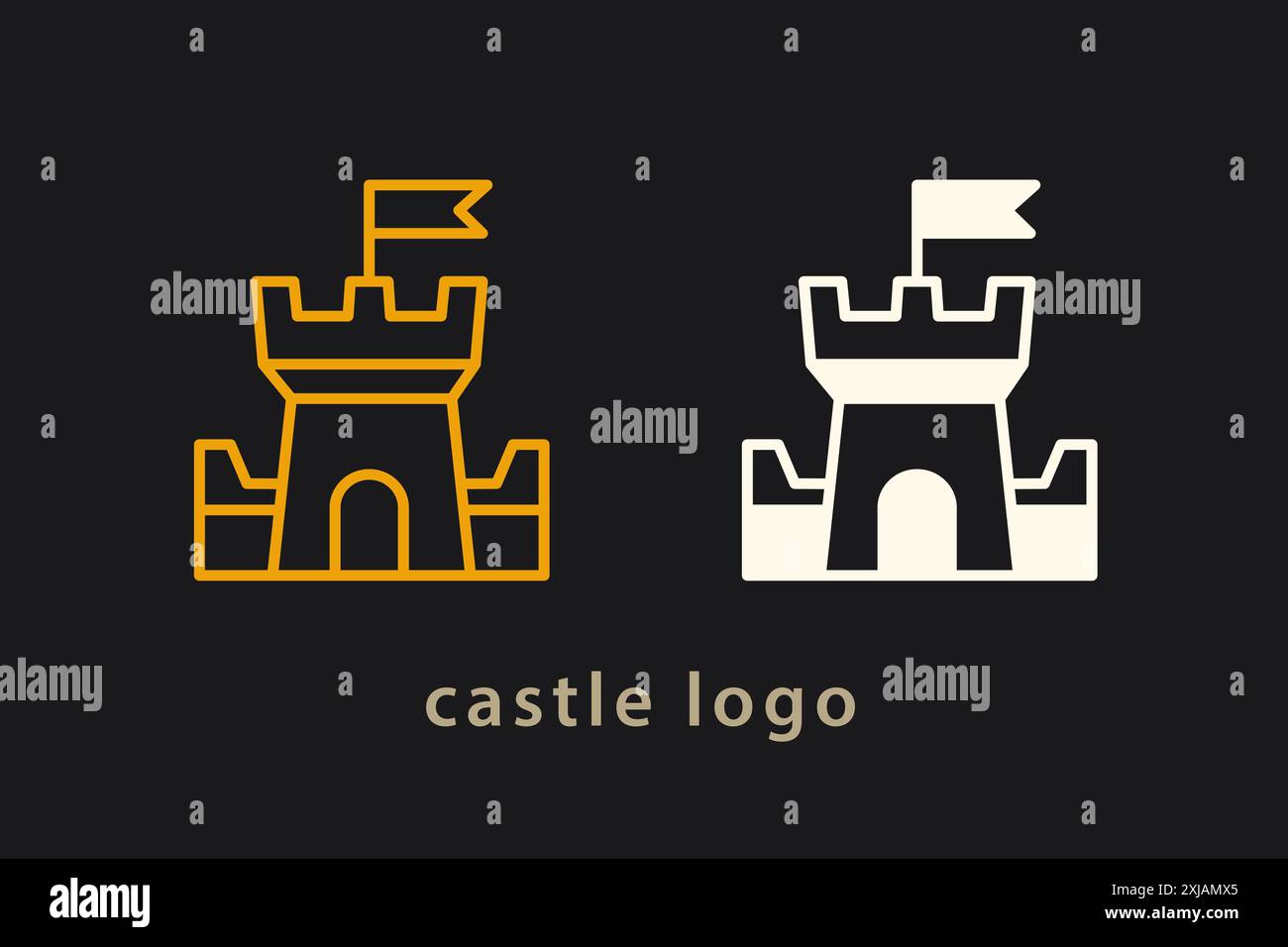 Castle Fortress Logo Tower Icon Vector Emblem Set Stock Vector Image ...