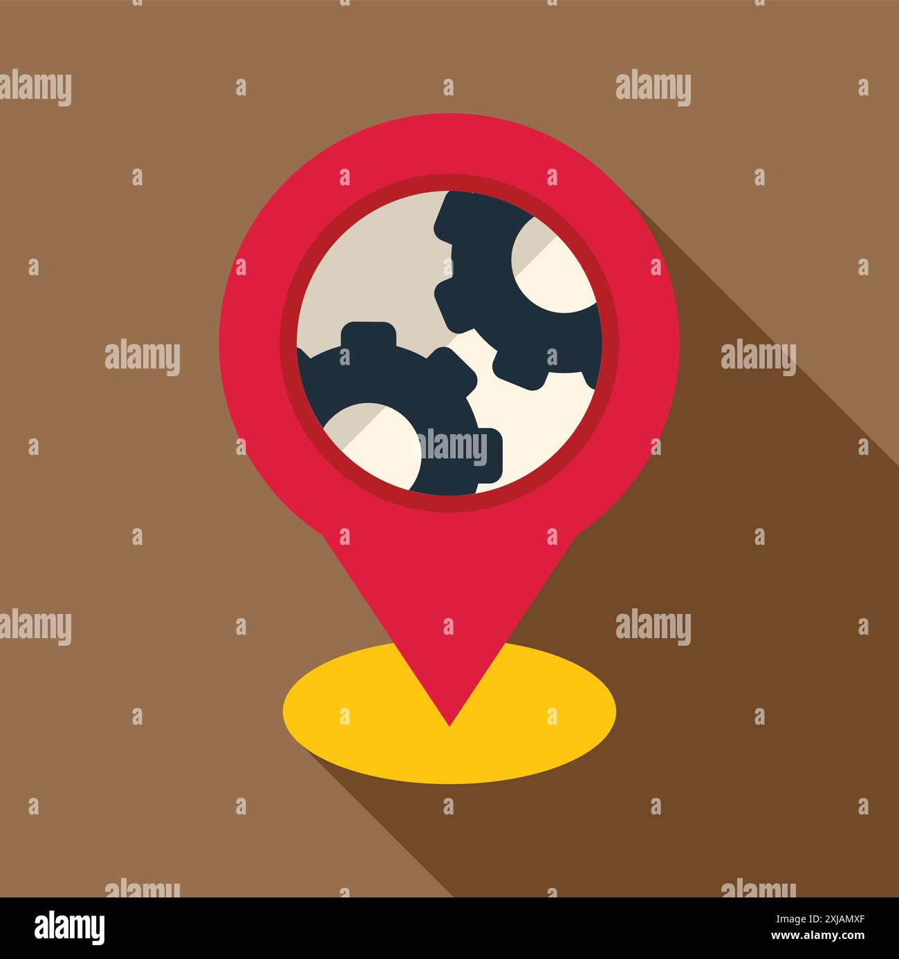 Red location pin showing location of industry, engineering, development ...
