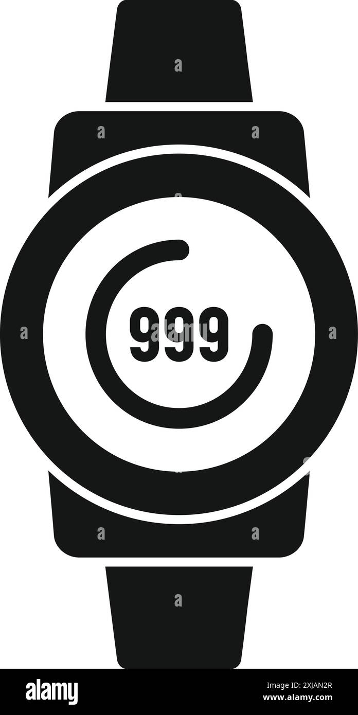 Black and white icon of a smartwatch showing a loading symbol ...
