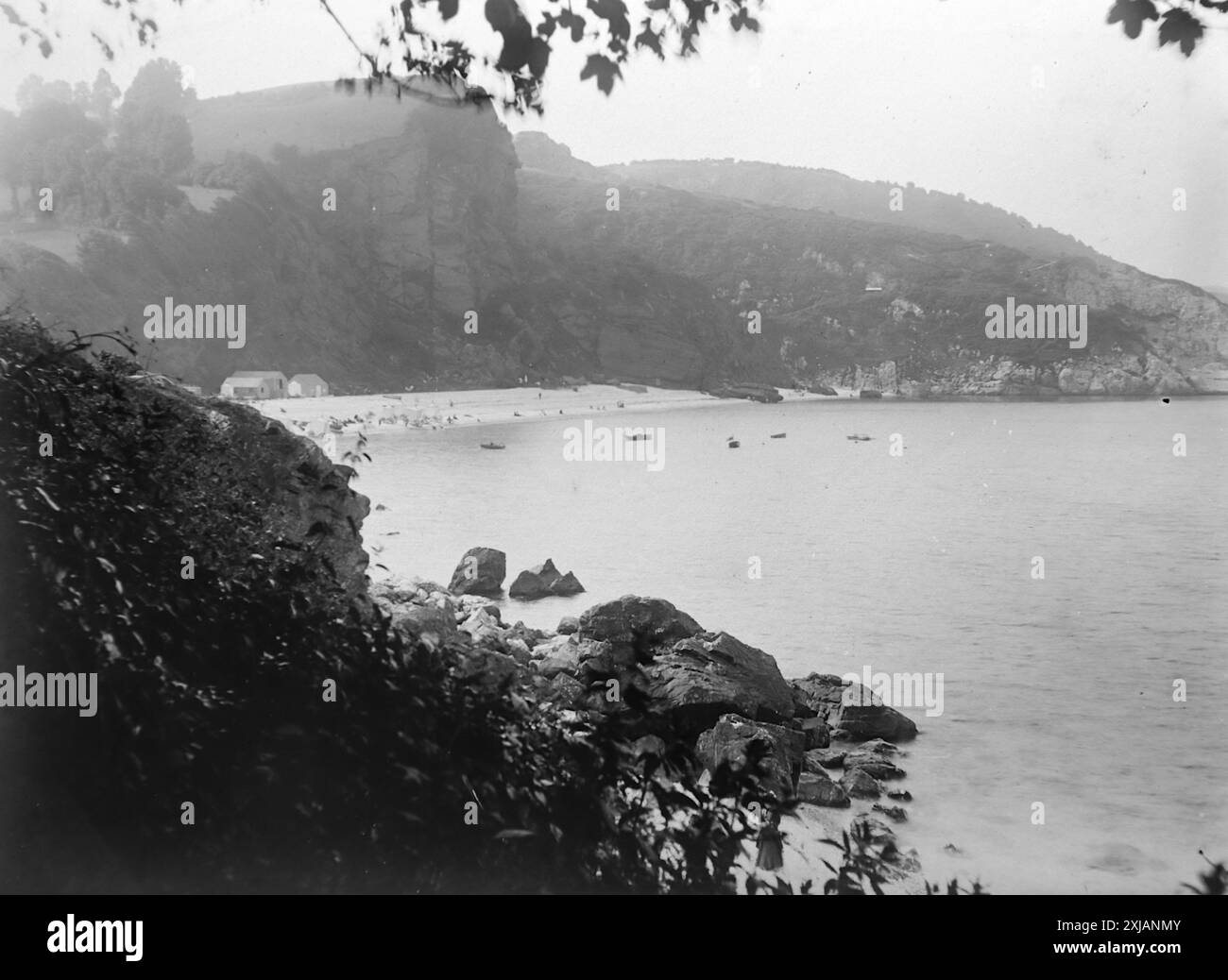 A view of Oddicombe Bay and beach, Torquay, Devon. This photograph is ...