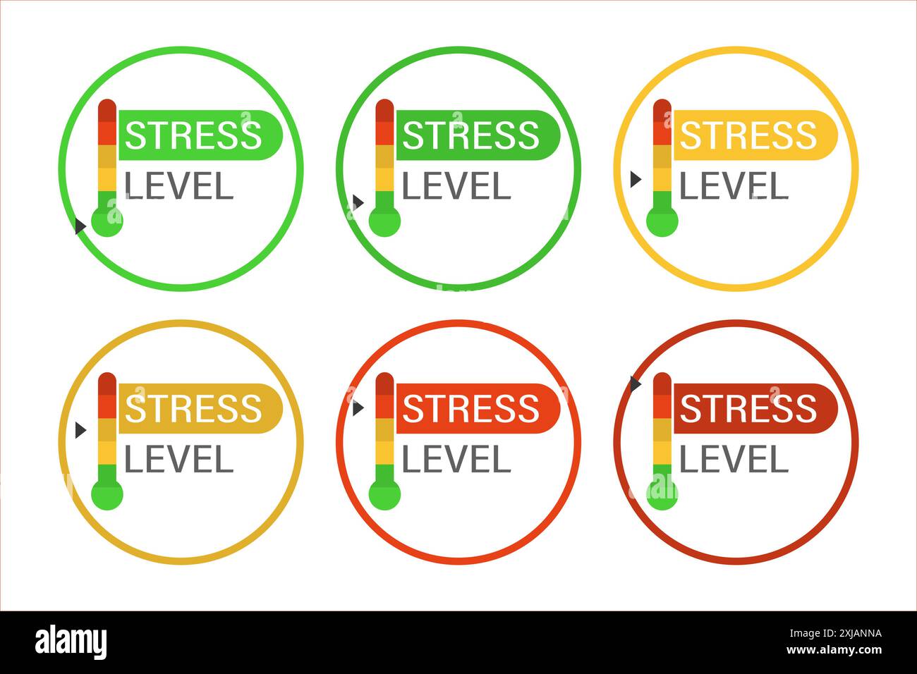 Measuring the level of stress. Set of icons with different indicators ...