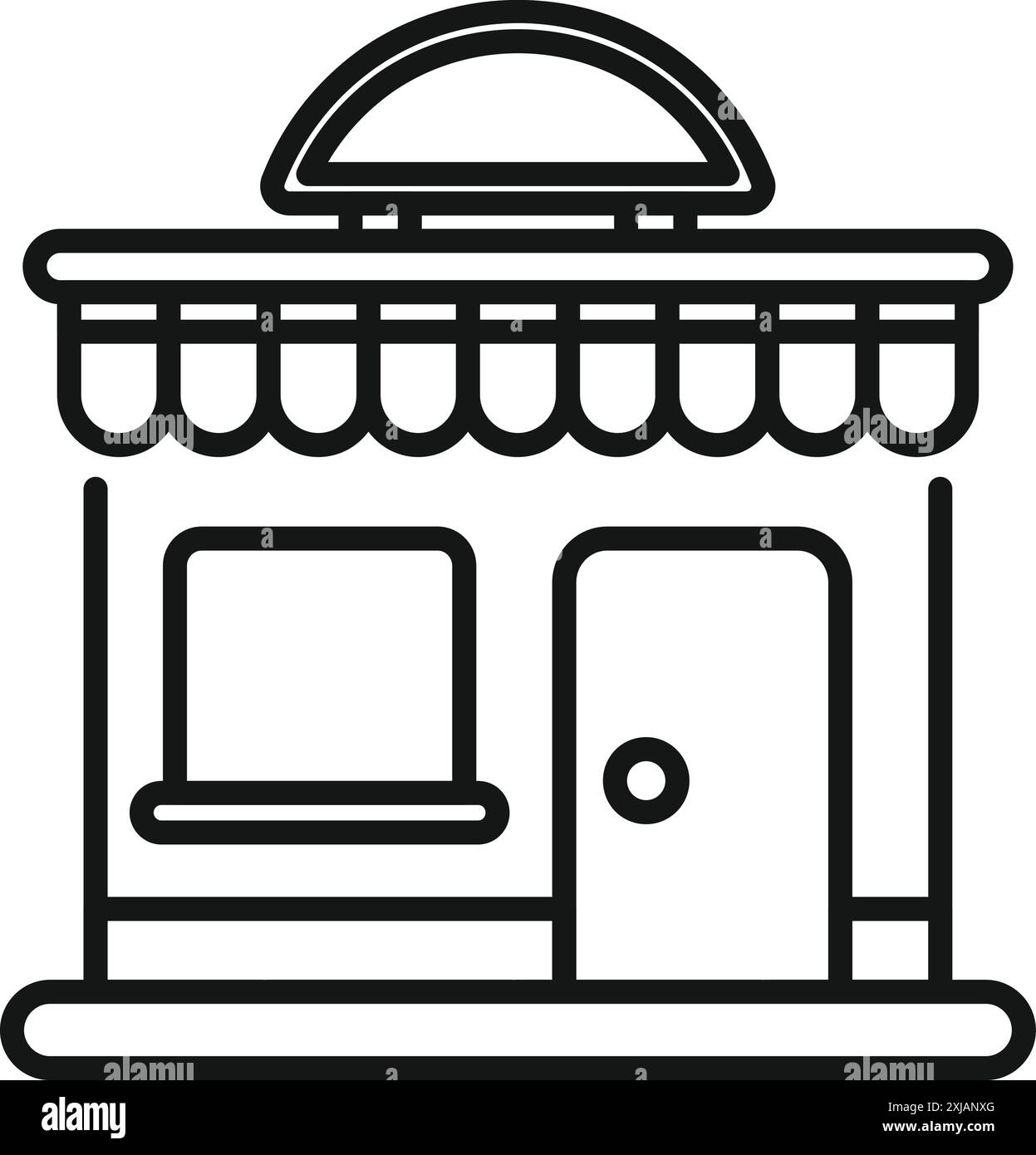 Simple line drawing of a small business storefront with an awning and ...