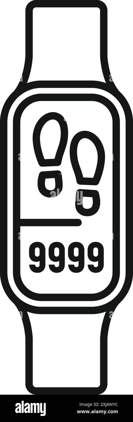 Smart watch is showing steps icon, editable stroke vector illustration ...