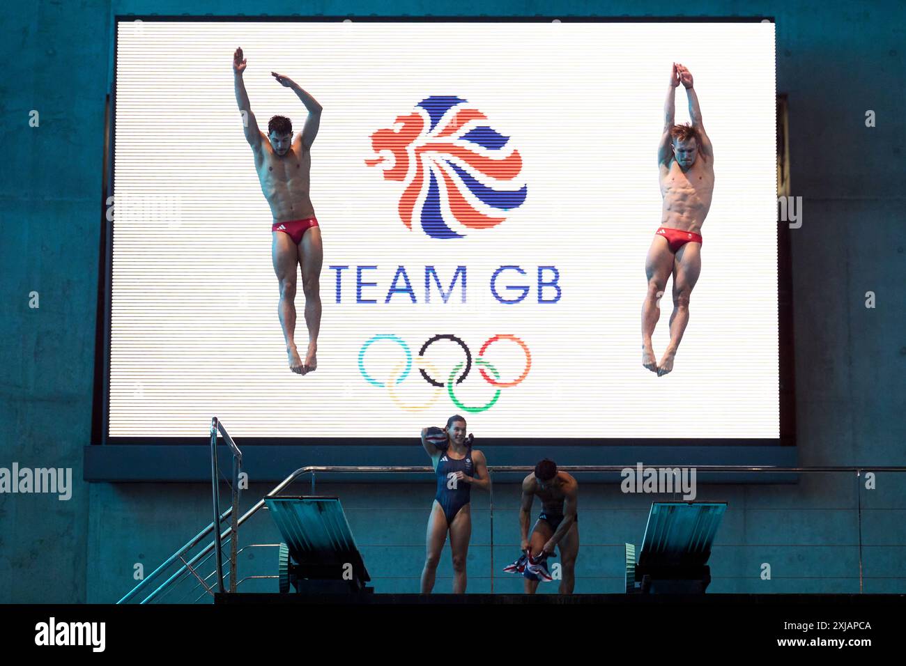 Team GB’s Anthony Harding (left) and diving partner Jack Laugher during ...