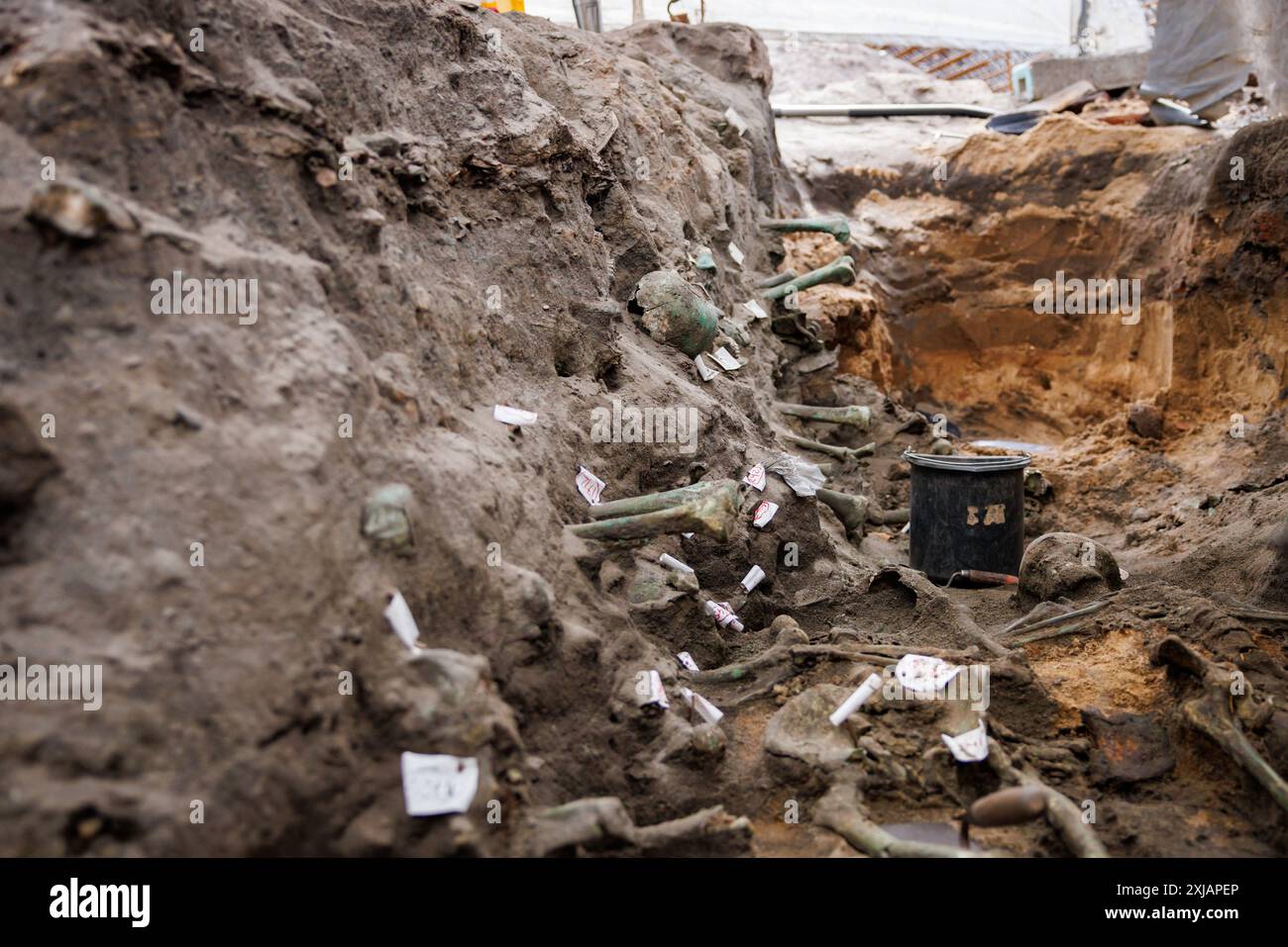 Nuremberg, Germany. 17th July, 2024. Human remains of plague victims ...
