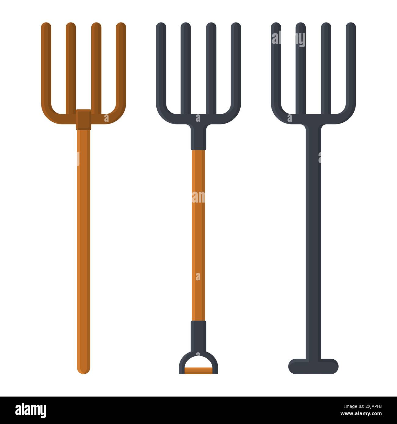 Black Wooden Pitchfork Design Collection. Garden Tools Collection ...