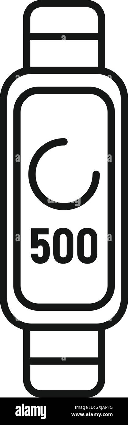 Line drawing of a smart watch displaying 500 calories burned Stock ...