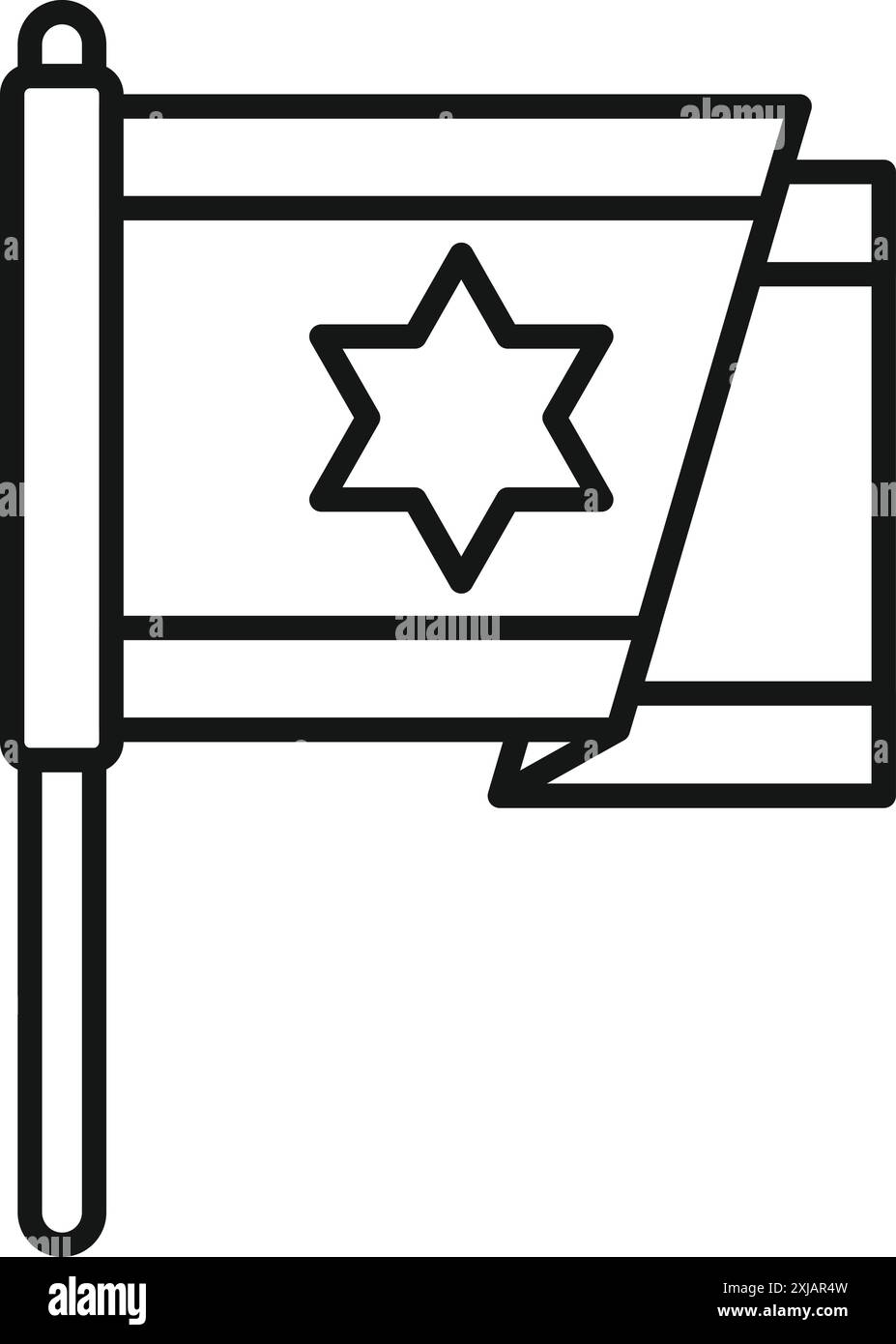 Line drawing of the flag of israel with its characteristic blue star of ...