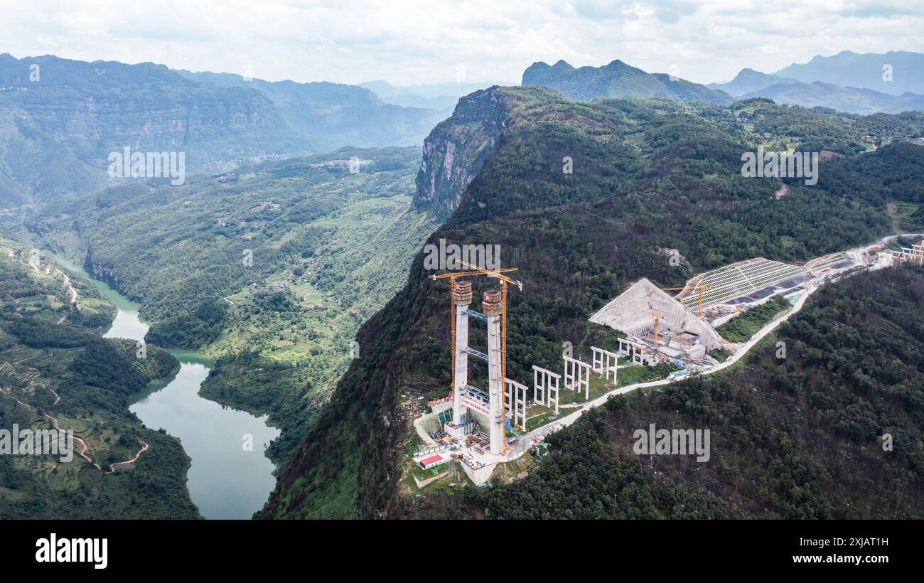 Liupanshui. 17th July, 2024. This aerial drone photo taken on July 17 ...