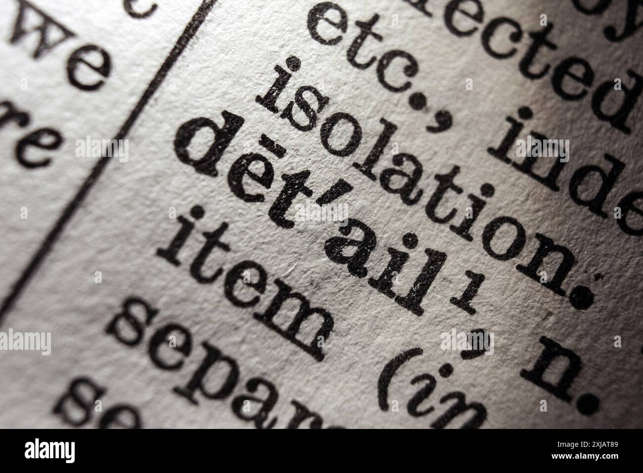 Word detail on dictionary page, macro close-up Stock Photo - Alamy