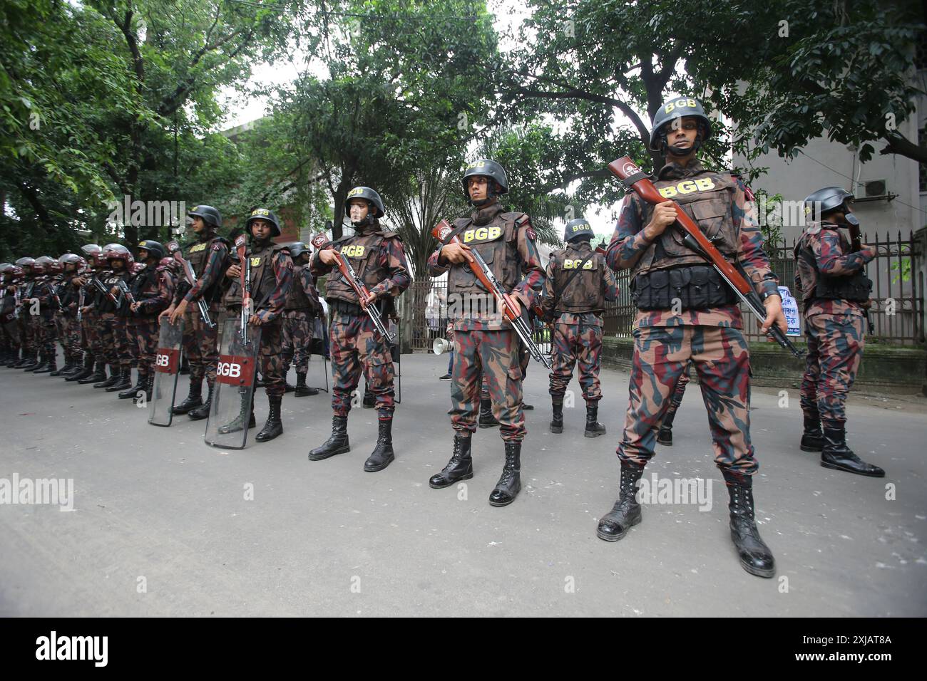 Border Guard Bangladesh (BGB) personnel stand guard at Dhaka University ...