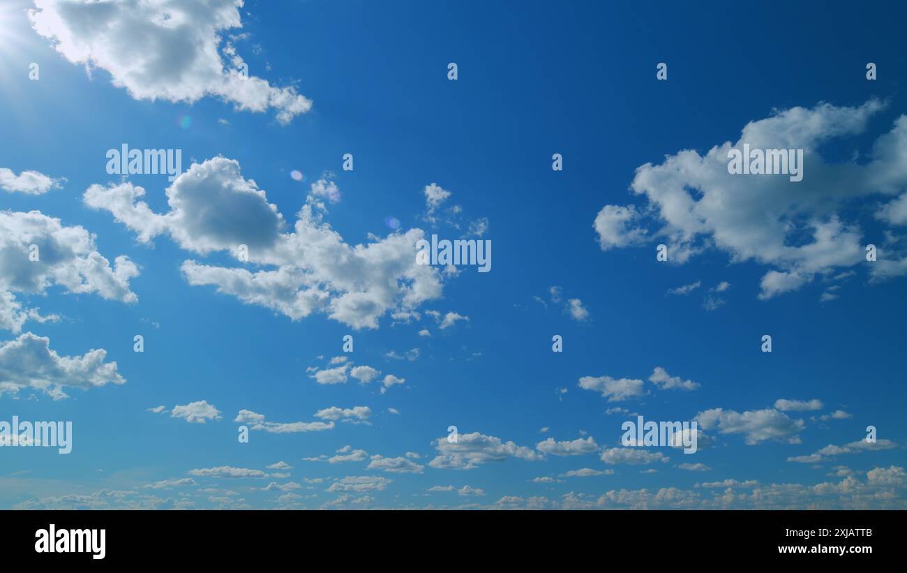 Time lapse. Cloud cloudscape. Puffy fluffy white clouds. Nature weather ...