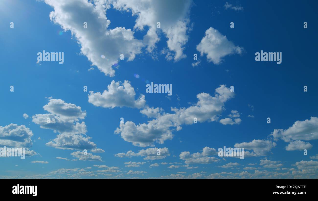 Time lapse. Summer blue sky and white clouds background. Layers of ...
