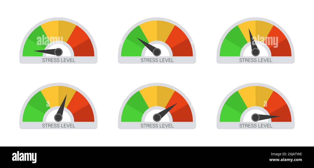 Measuring the level of stress. Set of icons with different indicators ...