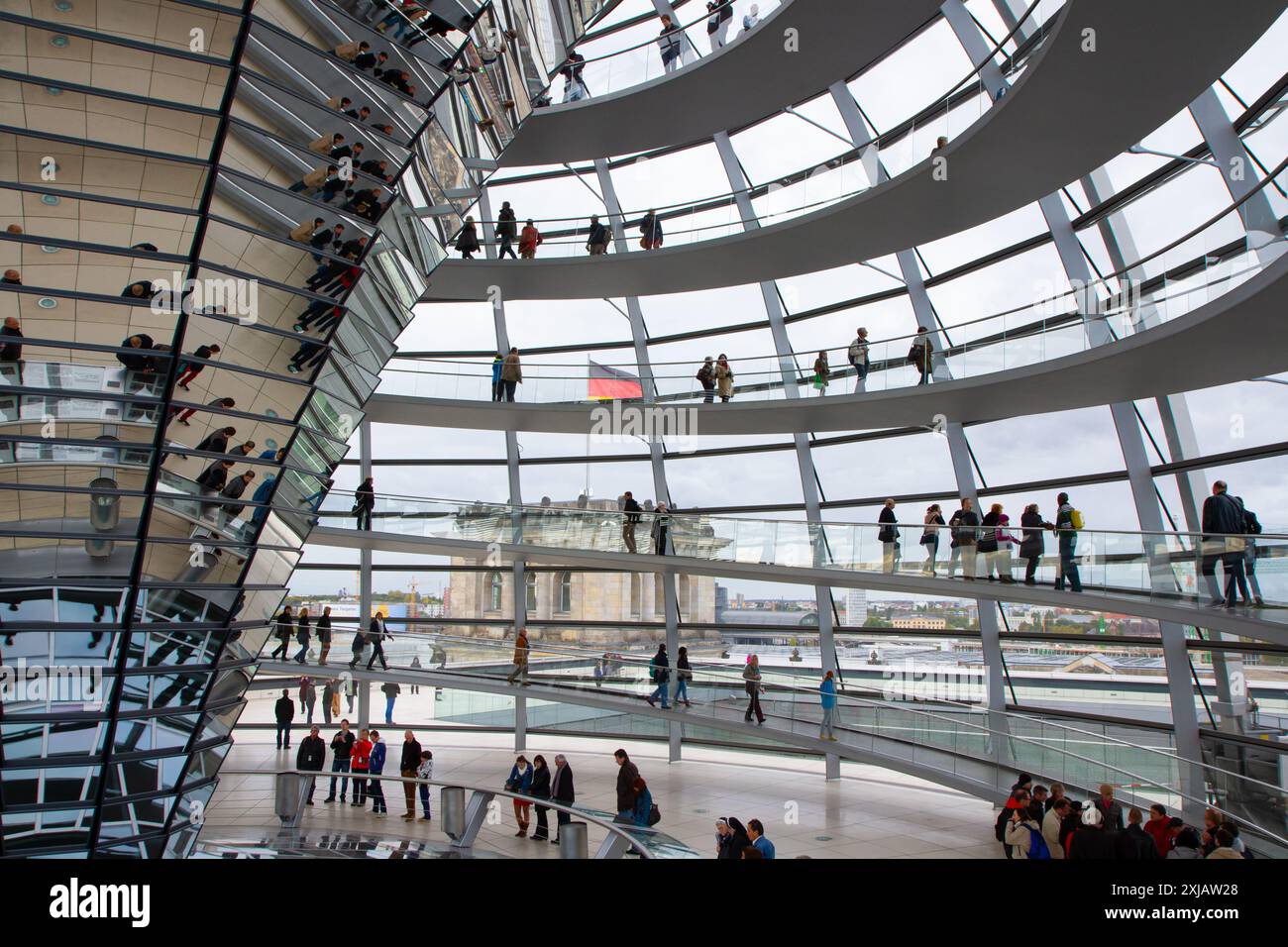 Inside view of the dome of Reichstag building, Berlin, Germany Stock ...