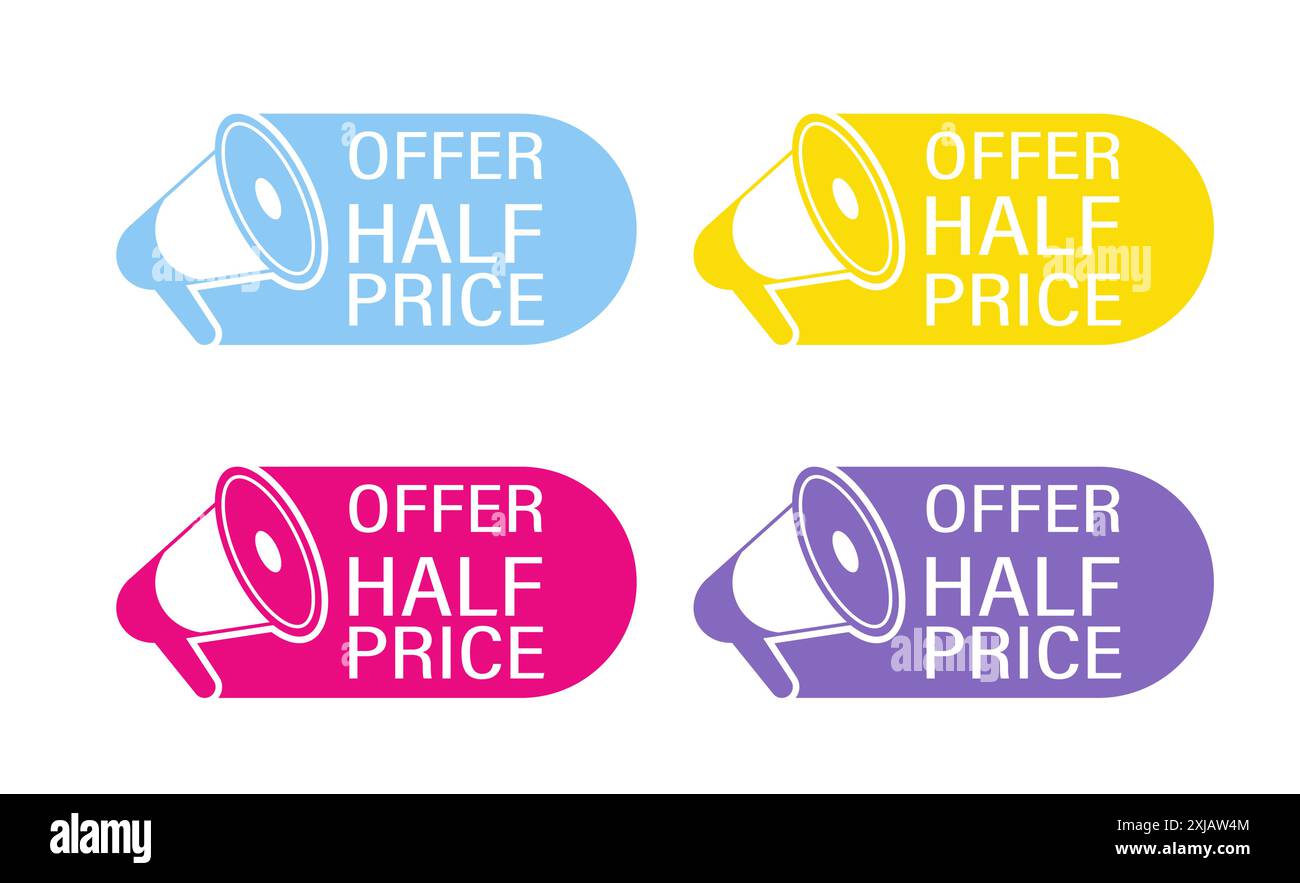 Half price label icon hi-res stock photography and images - Alamy
