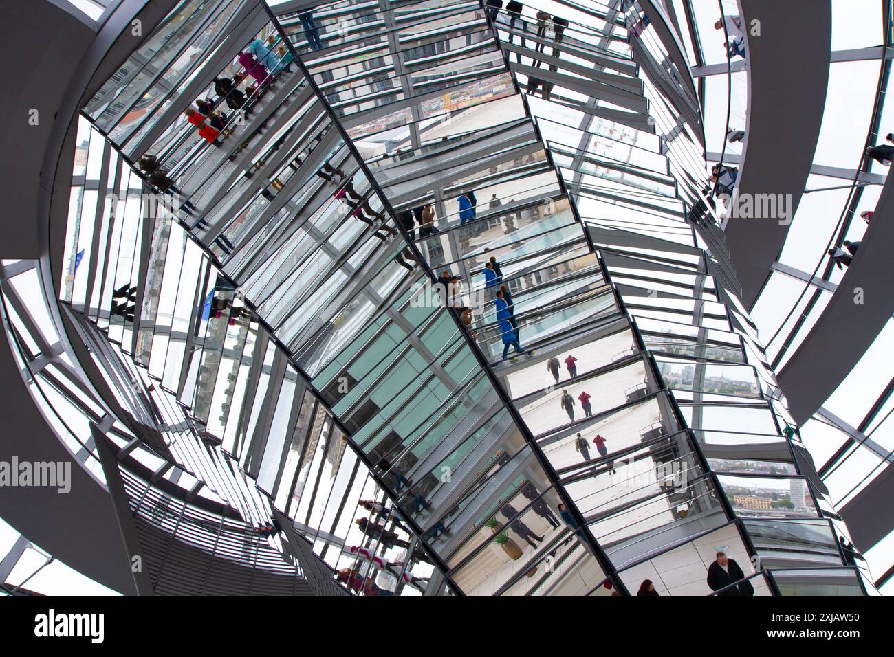 Inside view of the dome of Reichstag building, Berlin, Germany Stock ...