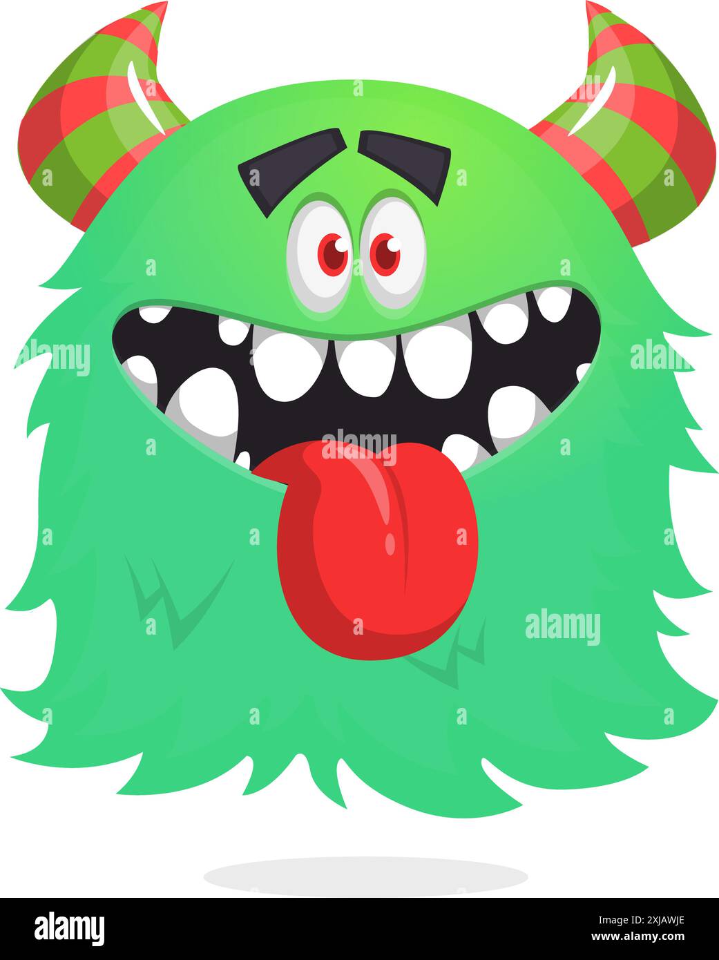 Flying monster in cartoon style with long tongue sticking out his mouth ...