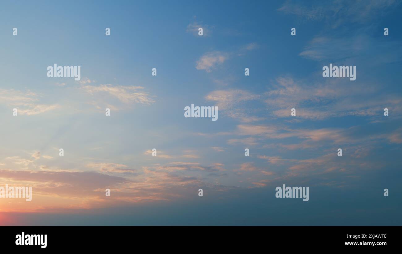 Time lapse. Blue sky white puffy fluffy clouds billow in high space. Sky with clouds weather ...