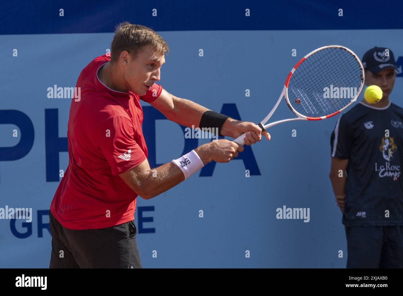 Gstaad Switzerland, 07 17 2024: Hamad Medjedovic (SRB) in action during ...