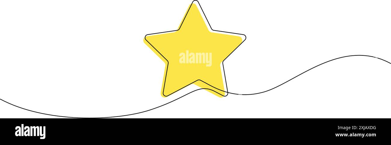 Continuous line drawing of yellow star. Single line vector illustration ...