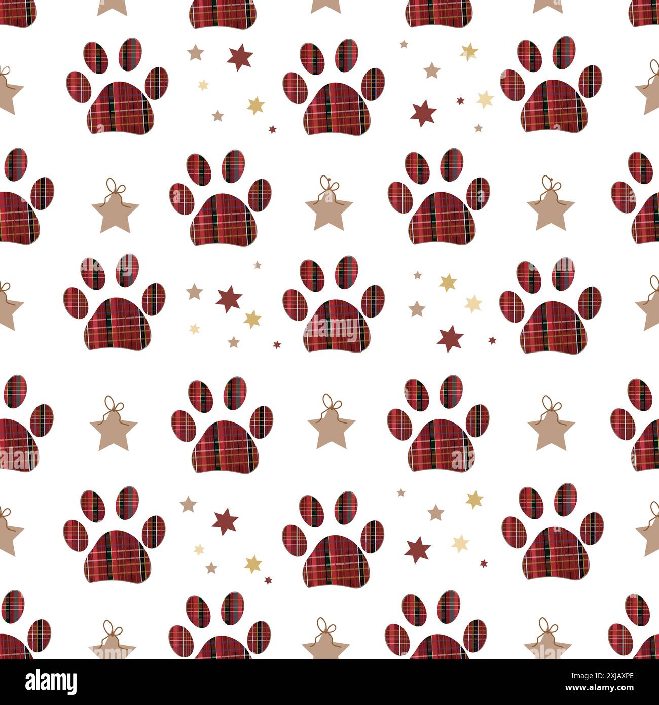 Christmas hanging stars lights stars made of paw prints Stock Vector ...