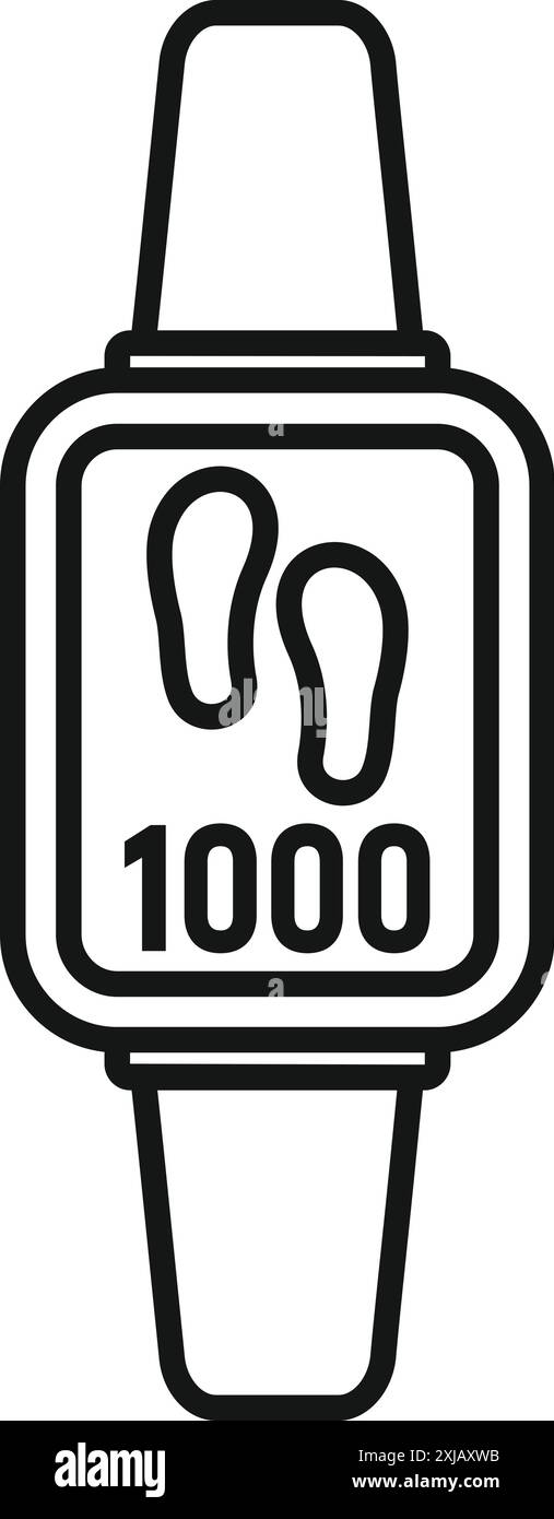 Line art icon of a smart watch displaying a steps walked counter Stock ...
