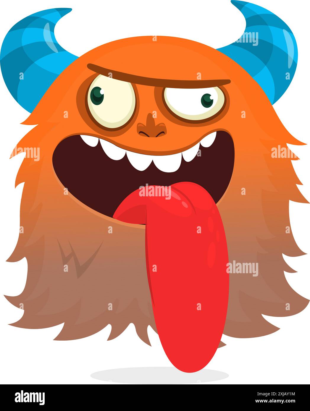 Funny cartoon monster showing long tongue. Halloween vector ...
