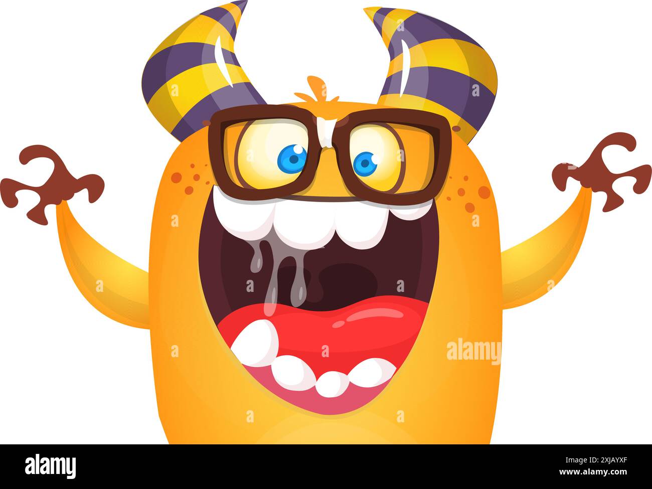 Funny cartoon monster character. Illustration of cute and happy alien ...