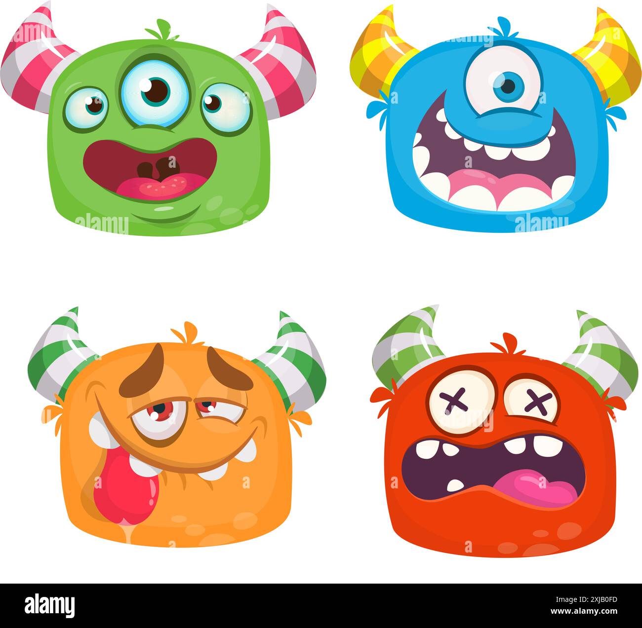 Cute cartoon Monsters isolated. Set of cartoon monsters illustration ...