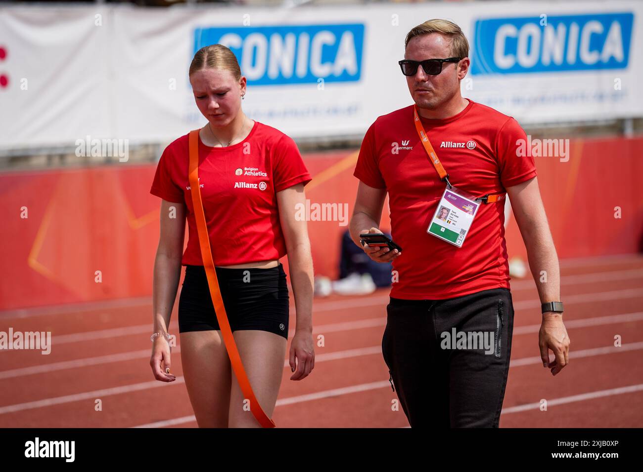 This picture shows the Belgian team during the European Athletics U18 ...