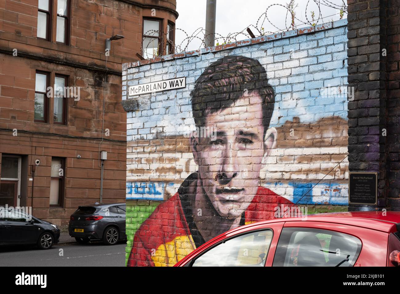Partick Thistle FC and David McParland mural outside Firhill Stadium ...