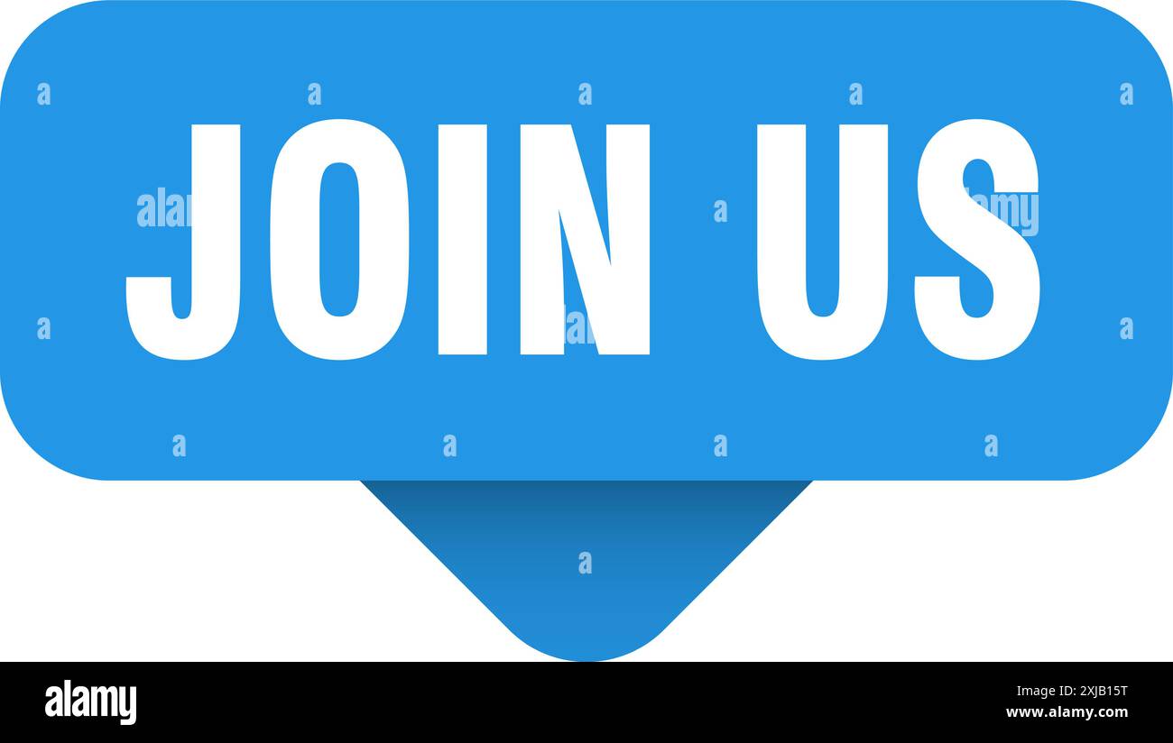 join us sticker. join us sign on transparent background. rectangular ...