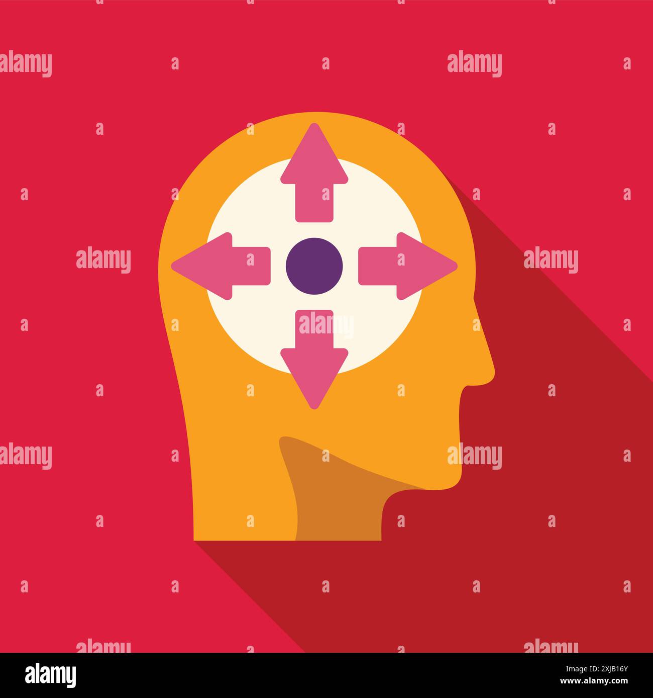 Man head silhouette with arrows pointing in all directions symbolizing ...