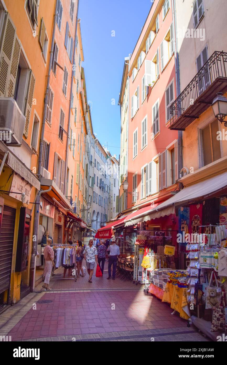 Tourists visit the shops in Old Nice, South of France, 2019. Credit ...